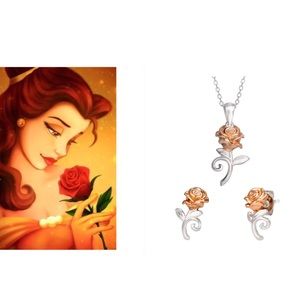 Disney | Jewelry | Enchanted Beauty And The Beast Belle Rose Set | Poshmark